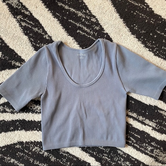 Pitaya | Tops | Ribbed Blue Crop Top | Poshmark